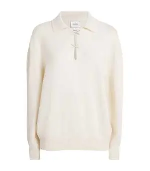 BARRIE Cashmere Sparkling-bow Polo Sweater - Ivory