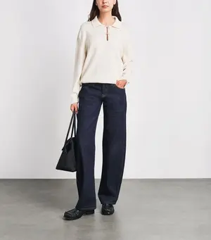 BARRIE Cashmere Sparkling-bow Polo Sweater