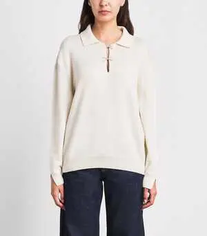 BARRIE Cashmere Sparkling-bow Polo Sweater