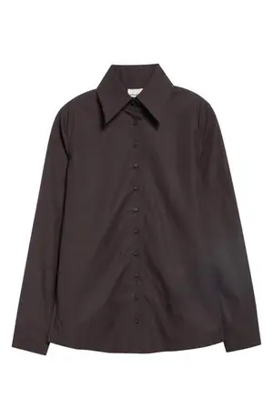 Khaite Ivy Pointed Collar Cotton Shirt - Bark