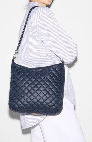 Mz Wallace Crosby Hobo Leather Trim - Navy