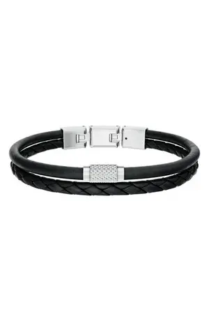 Fossil Machine Multi-strand Leather Bracelet - Silver