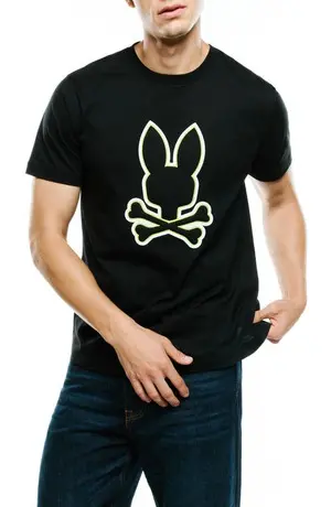 Psycho Bunny Bruno Embroidered Cotton Graphic T-shirt - Black