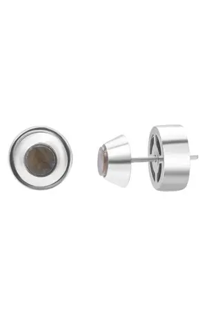 EDDIEBORGO Inlaid Apex Stud Earrings - Silver/labradorite