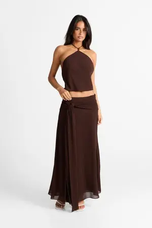 SASHA THERESE Nova Maxi Skirt - Chocolate