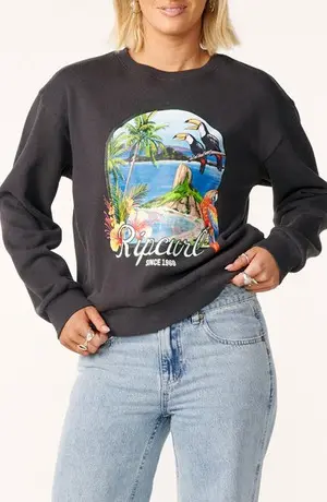 Rip Curl Rio Graphic Sweatshirt - Washed Black
