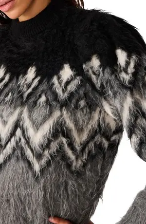 Steve Madden Mora Chevron Fuzzy Sweater