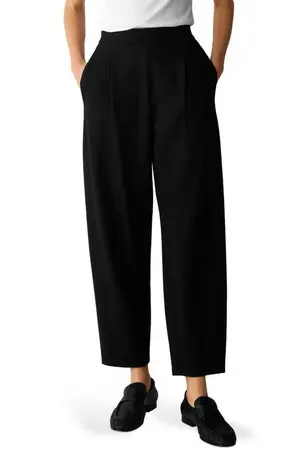 Eileen Fisher Pleated Wool Lantern Pants - Black