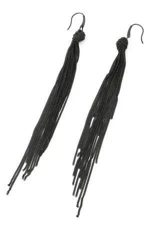 ALLSAINTS Noir Knot Linear Tassel Earrings