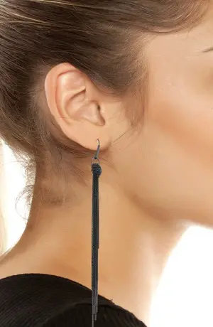ALLSAINTS Noir Knot Linear Tassel Earrings