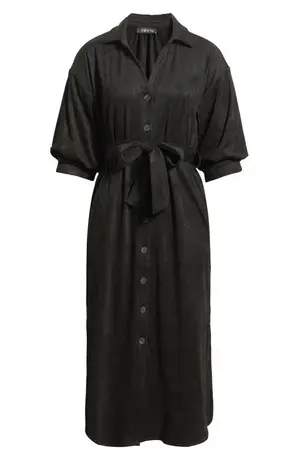 APNY Puff Sleeve Belted Shirtdress