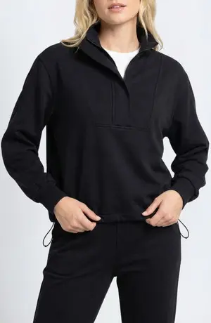 APNY Half Zip Drawstring Top - Black