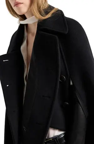 7 For All Mankind Double Breasted Wool Blend Cape