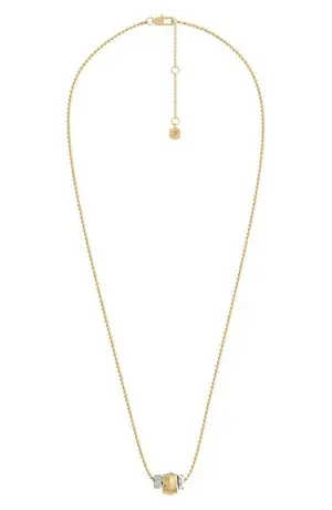 Fossil Harlow Two Tone Cubic Zirconia Station Necklace