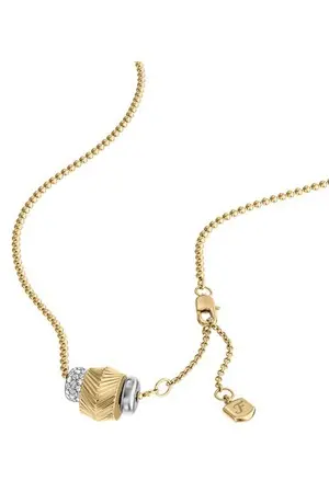 Fossil Harlow Two Tone Cubic Zirconia Station Necklace
