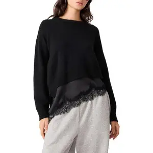 Steve Madden Aries Lace Hem Sweater Black