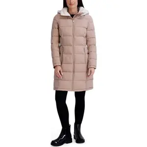 KENNETH COLE Stretch Puffer Jacket W/ Hood Tan