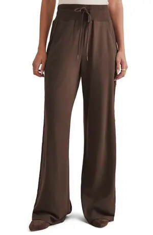 Splendid Lace Trim Drawstring Pants Java Brown