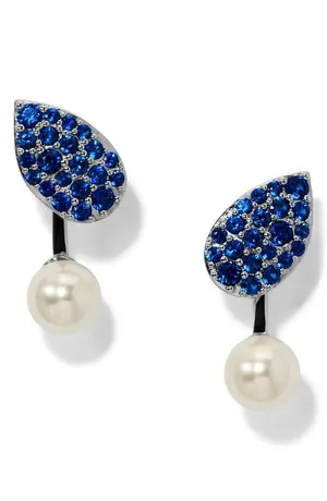 Nadri Rocco Petal Imitation Pearl Front/back Earrings Blue