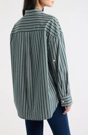 CISSA Oversized Striped Cotton Button Shirt
