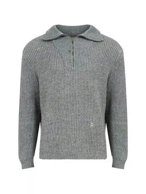 MAISON MARGIELA Distressed Ribbed-knit Sweater - Grey