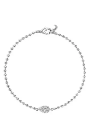 Lili Claspe Mini Cleo Pear Cubic Zirconia Ball Chain Bracelet Silver