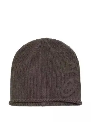 StÜssy Embroidered-logo Knitted Beanie Hat - Brown