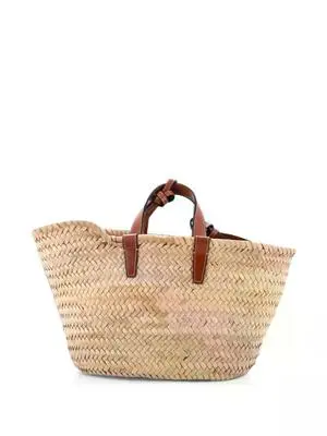 Celine Triomphe Basket Shoulder Bag Raffia With Leather Medium Tote Bag