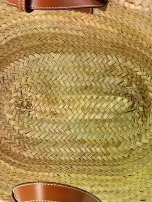 Celine Triomphe Basket Shoulder Bag Raffia With Leather Medium Tote Bag