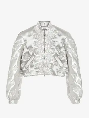 Alexander McQueen Rose Quilted Cropped Bomber Jacket