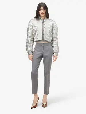 Alexander McQueen Rose Quilted Cropped Bomber Jacket