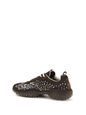 Miu Miu Suede And Technical Fabric Sneakers With Crystals
