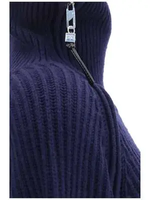 GANNI Wool Zip-neck Sweater - Blue