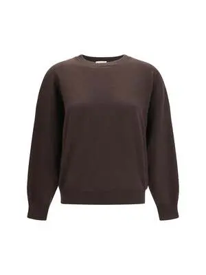 Brunello Cucinelli Cashmere Sweater With Monili Chain - Brown