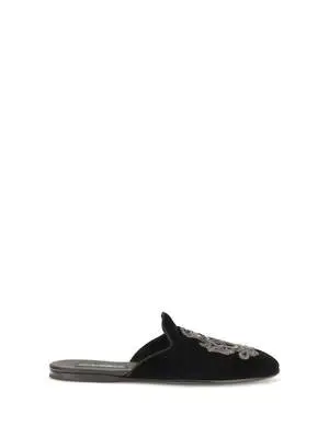 Dolce & Gabbana Velvet Slippers - Black