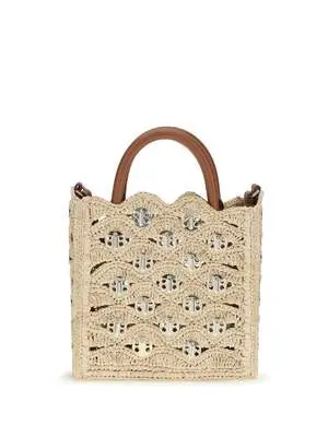 Rabanne 1969 Disc Raffia Top-handle Bag