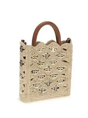 Rabanne 1969 Disc Raffia Top-handle Bag