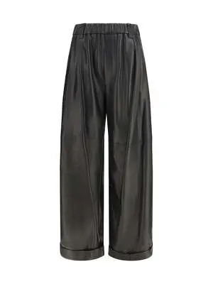 Brunello Cucinelli Baggy Nappa Leather Pants