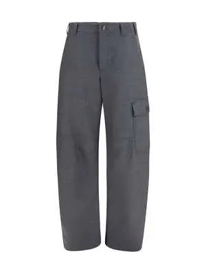 Brunello Cucinelli Barrel Cargo Pants In Virgin Wool Twill With Monile