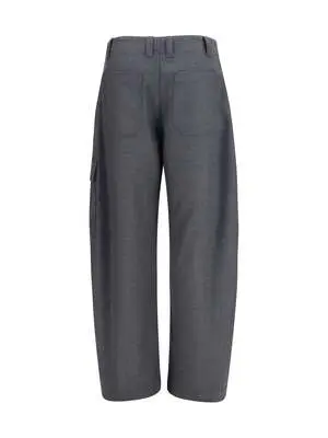 Brunello Cucinelli Barrel Cargo Pants In Virgin Wool Twill With Monile