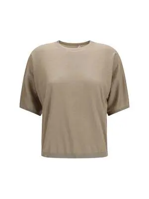 Brunello Cucinelli Short-sleeve Cashmere And Silk Sweater - Cream