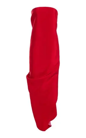 Prabal Gurung Four-ply Silk Crepe Hand-draped Back-knotted Sari Dress - Red