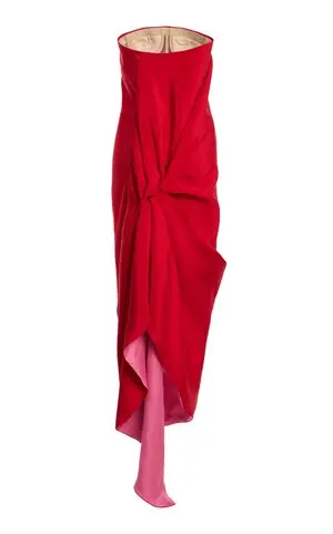 Prabal Gurung Four-ply Silk Crepe Hand-draped Back-knotted Sari Dress
