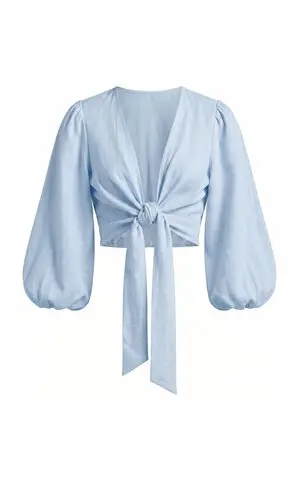 ANDRES OTALORA Suspiro De Amor Linen Blouse - Light Blue