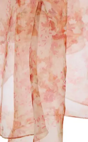 Prabal Gurung Floral Print Silk Organza Hand-draped Sari Skirt