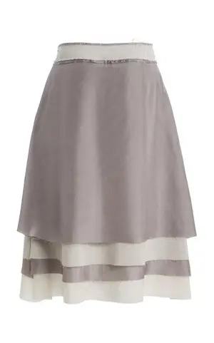 MEL USINE Fougere Silk Tiered Peasant Skirt