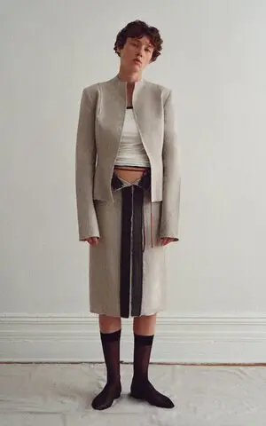 MEL USINE Victoire Linen Deconstructed Cincher Pencil Skirt