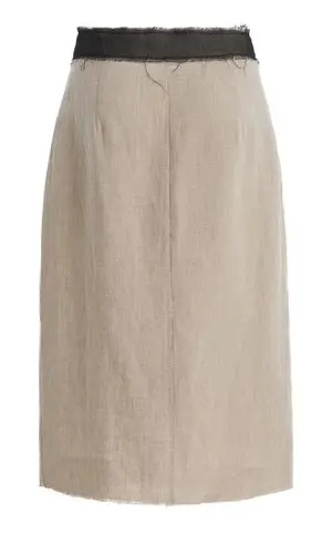 MEL USINE Victoire Linen Deconstructed Cincher Pencil Skirt