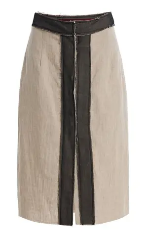 MEL USINE Victoire Linen Deconstructed Cincher Pencil Skirt