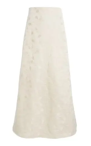MEL USINE Nadege Falling Rose Jacquard Field Skirt - Ivory